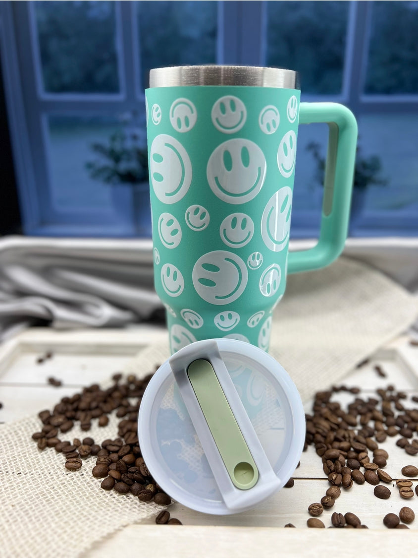 Mint Smiley Tumbler – The Beehive Boutique